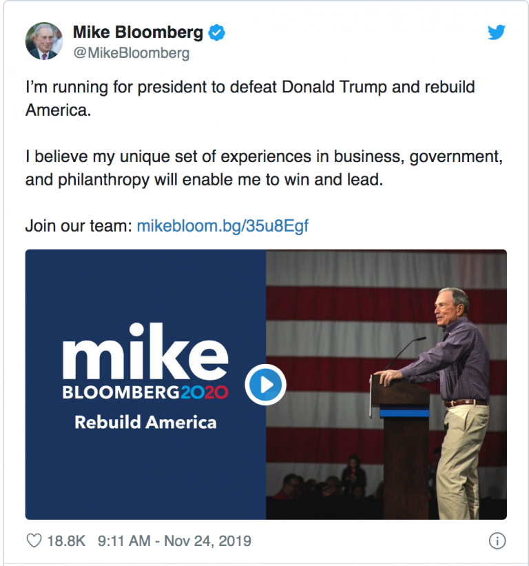 Bloomberg Campaign Announced at Powerful Time - Susan Gidel Astrology